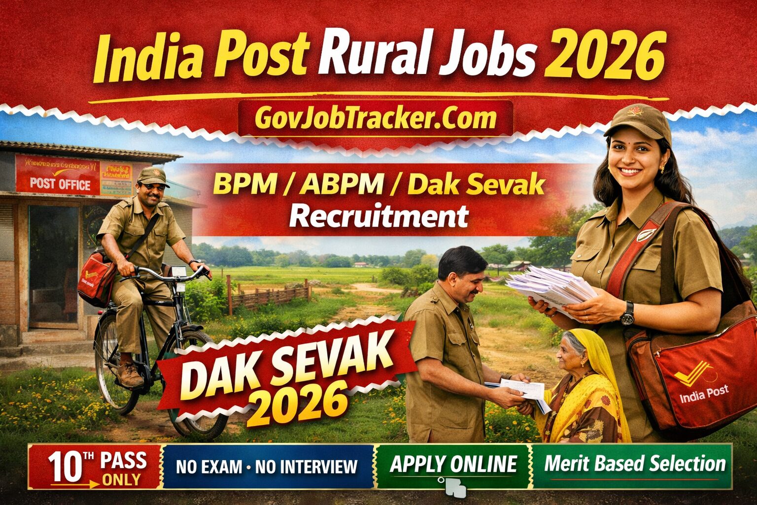India Post Rural Jobs 2026/ for GDS (BPM, ABPM & Dak Sevak) posts Apply Now